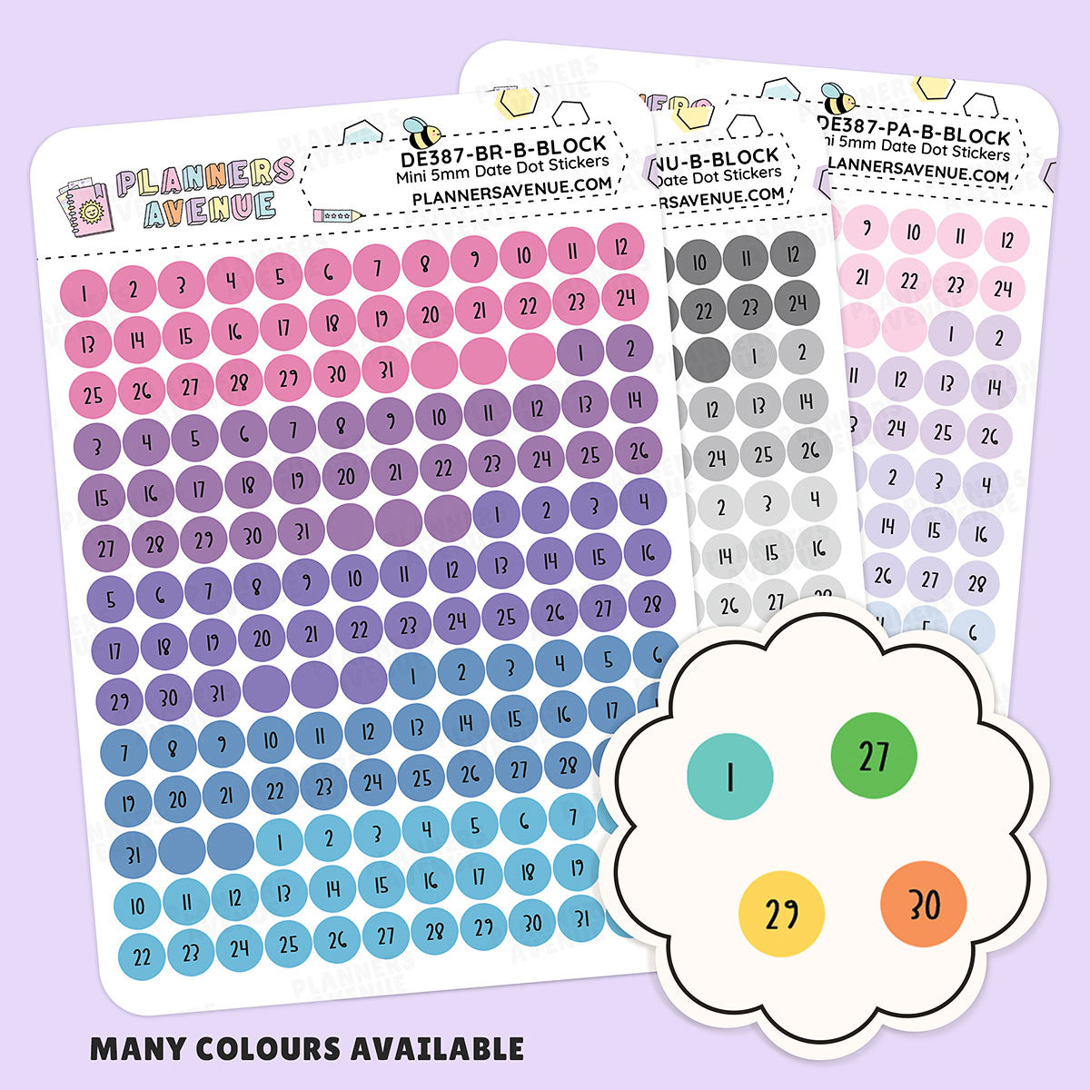 Mini Date Dot Stickers For Undated or Redate Outdated Planners