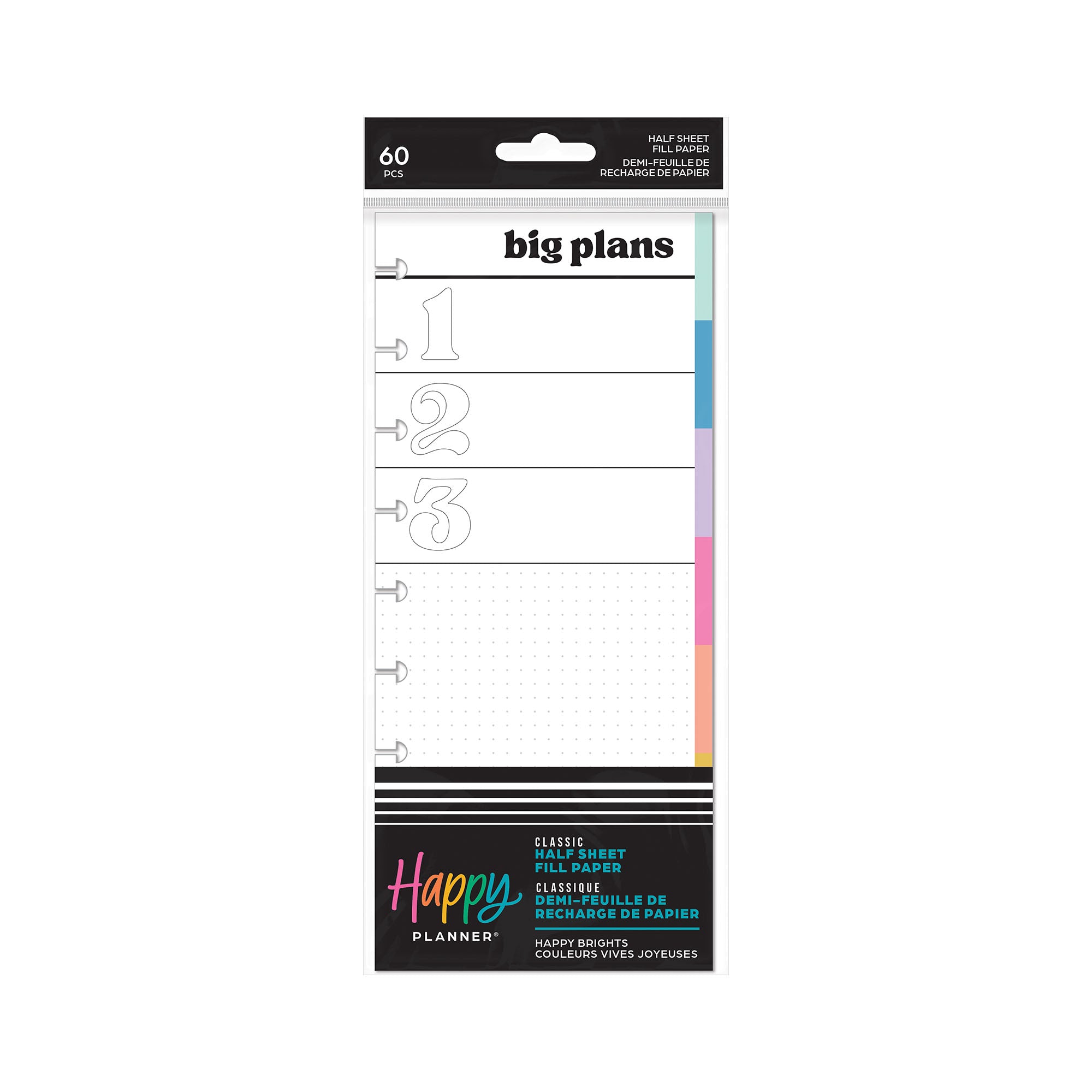 Happy Planner SKINNY CLASSIC Happy Brights Fill Paper - Lined + Dot Gr