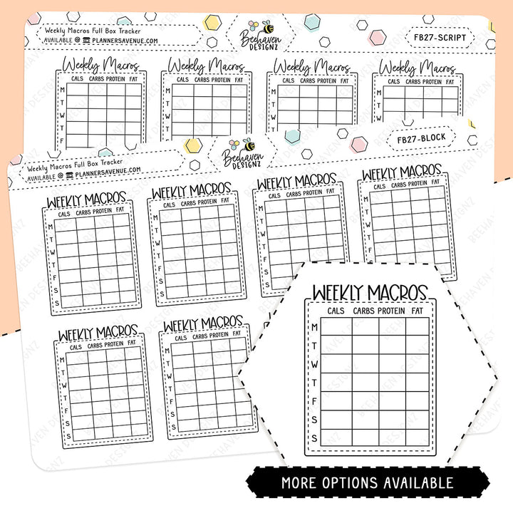 Weekly Macros Full Box Tracker Sticker