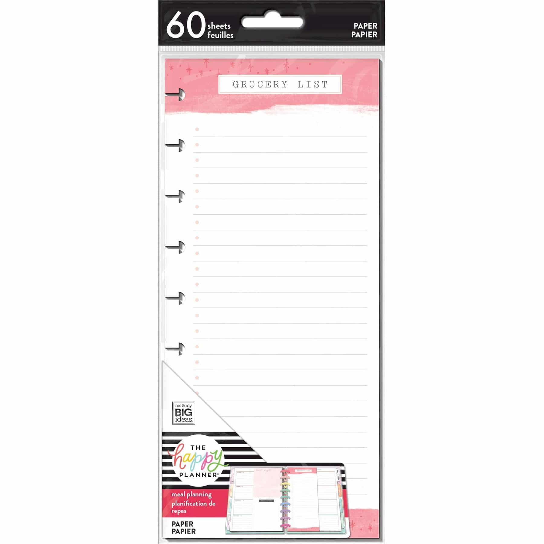 Happy Planner Classic Recipe Grocery List Half Sheet