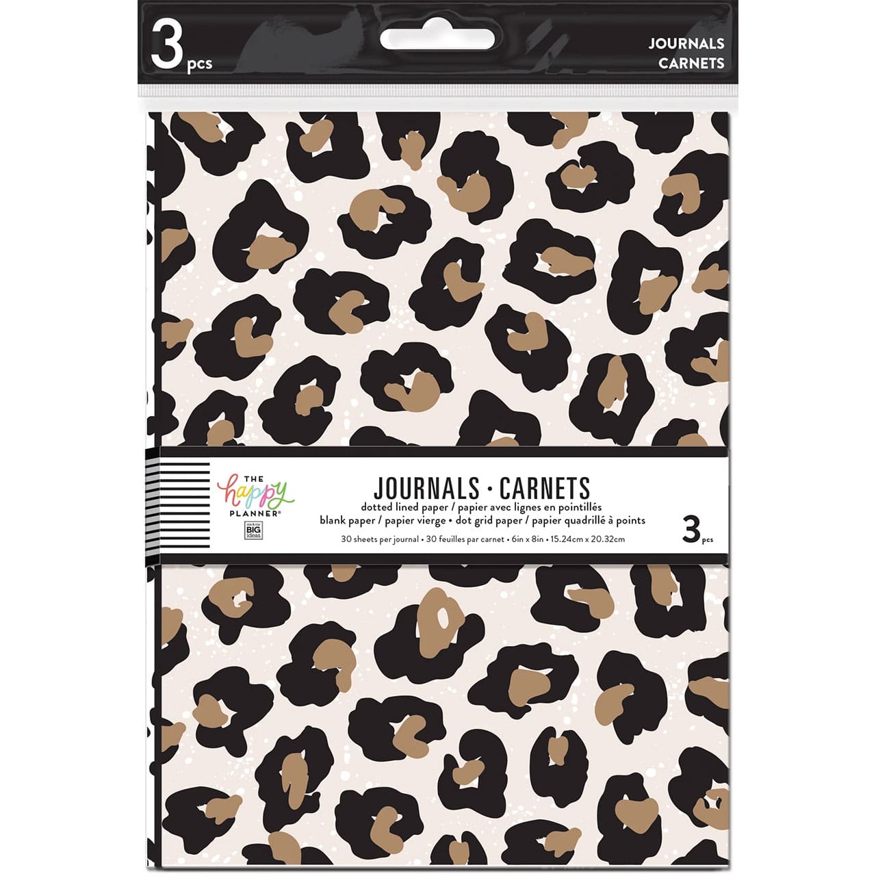 Happy Planner Leopard Black White Journals | Dot Lined - Graph Grid 3